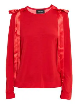 Simone Rocha Ribbon Bow Long-Sleeve T-Shirt Red