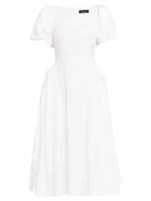 Simone Rocha Bow Puff-sleeve Fit-&-flare Midi Dress - White