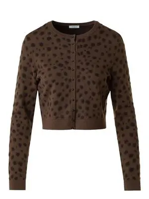 Akris Leopard Jacquard Knit Cardigan - Hazel-bark