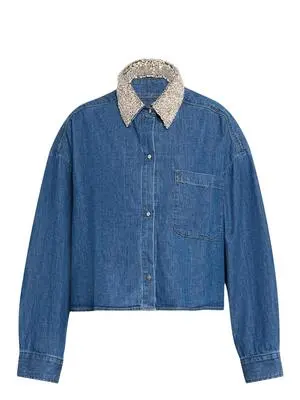 TWP My Ex Denim Shirt With Crystal Collar - Paris