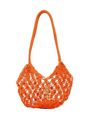 Saint Laurent Small Crochet Shopper Tote Bag - Orange