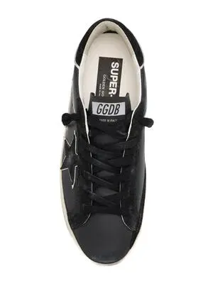 GOLDEN GOOSE Super-Star Mixed Leather Low-Top Sneakers With Metallic Piping Black/silver