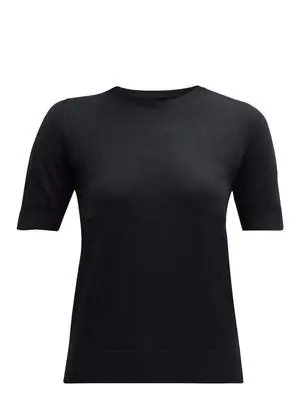 Neiman Marcus Superfine Cashmere Crop Sweater Black