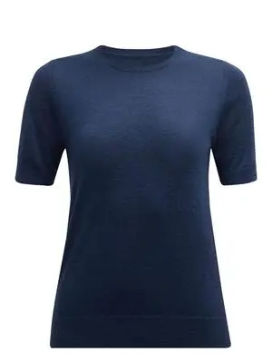 Neiman Marcus Superfine Cashmere Crop Sweater Navy
