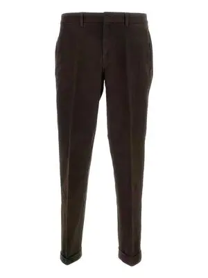 FAY Cuffed Cotton Trousers - Brown