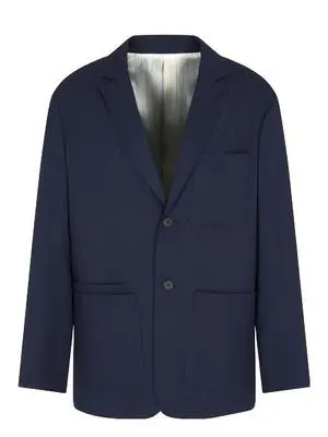 Emporio Armani Virgin-wool Twill Single-breasted Blazer - Navy