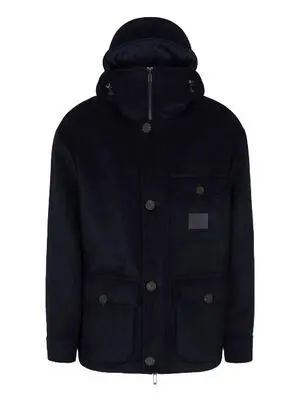 Emporio Armani Hooded Virgin Wool Blouson - Navy
