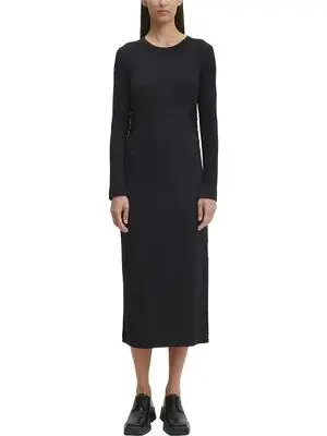 Marc O'polo Side-twist Long-sleeve Midi Dress - Black