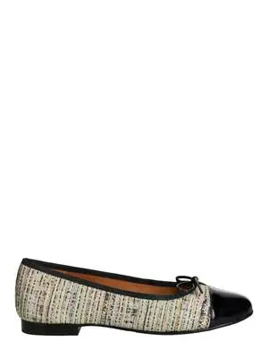 BILLI BI Tweed Cap-toe Flat Pumps - Neutrals