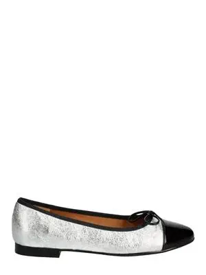 BILLI BI Metallic Bow Ballet Flats - Silver