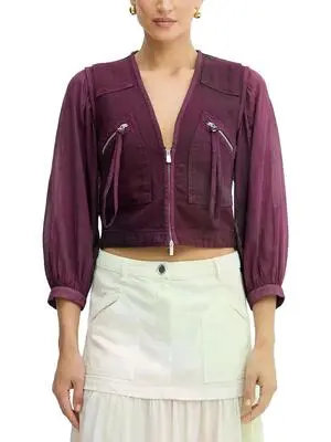 Pinko V-neck Puff-sleeve Top - Purple
