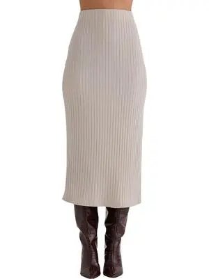 Bella Dahl Rib Knit Midi Skirt - Moon Stone