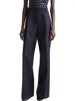 Dries Van Noten Portias Stripe Wool Straight-leg Pants - Navy