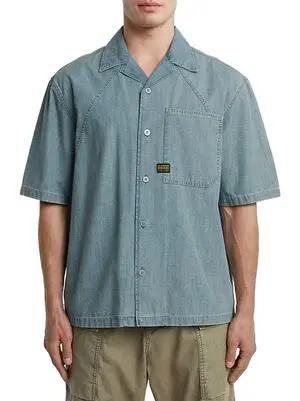 G-star Raw Track Relaxed Fit Organic Cotton Camp Shirt - Faded Breeze