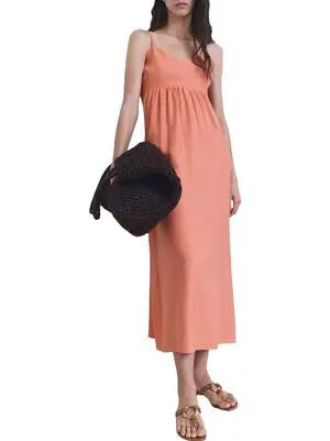 Mango Cutout Midi Dress - Coral Red