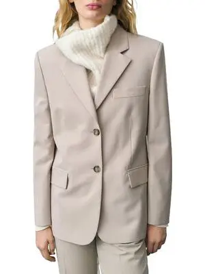 Mango Structured Straight Fit Blazer - Beige