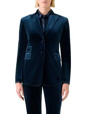 Akris Percival Velvet Neoprene Blazer - Denim Blue