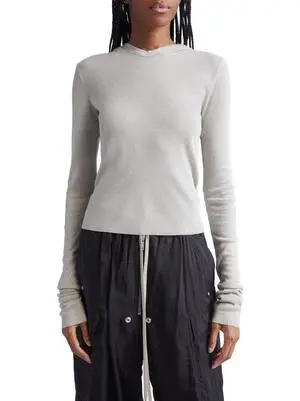 Rick Owens Rib Crop Hoodie Pearl