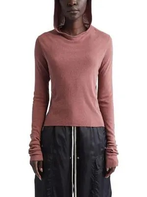 Rick Owens Rib Crop Hoodie Rosewood