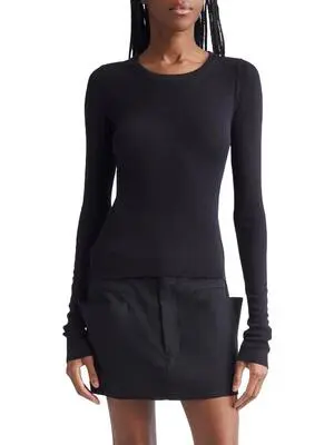 Rick Owens Long Sleeve Rib Crop T-shirt - Black