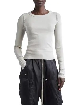 Rick Owens Long Sleeve Rib Crop T-shirt - Pearl