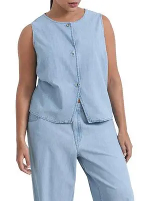 Mango Denim Vest - Light Blue
