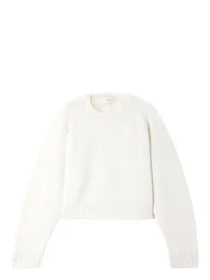 Loulou De Saison Bruzzi Cropped Wool And Cashmere-blend Sweater - Ivory