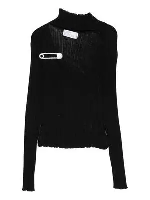 Giuseppe Di Morabito Ribbed Turtleneck Sweater With Safety-pin Embellishment - Black