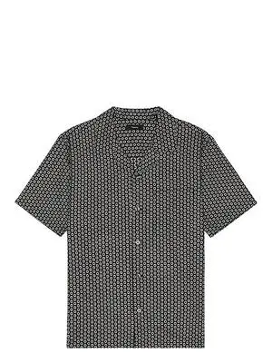 Theory Noll Camp Shirt In Black - Black & White