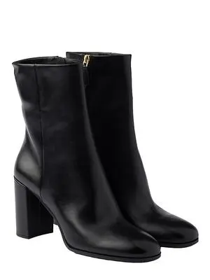 Prada Leather Booties - Black