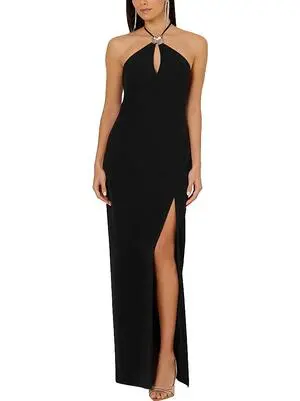 LIV FOSTER Crepe Long Dress - Black