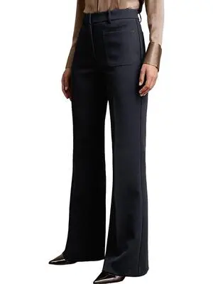 REISS Priya Flare Leg Trousers - Navy