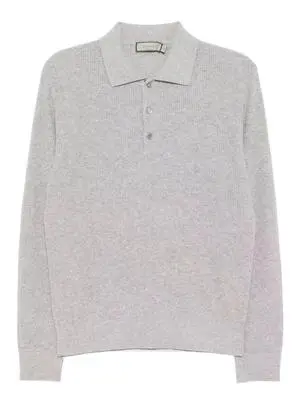 Canali Knitted Polo Shirt - Grey