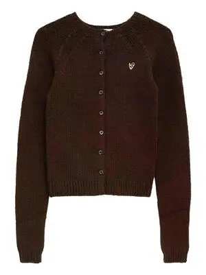 Acne Studios Heart-embroidered Buttoned Cardigan - Brown