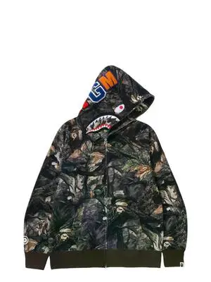 A BATHING APE Tree Edge Camo Shark Zip-up Hoodie - Brown