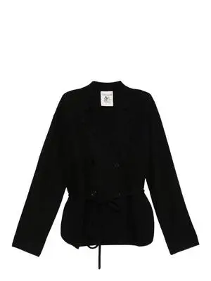 SEMICOUTURE Belted Wool Cardigan - Black