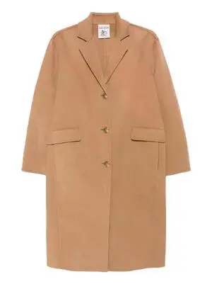 SEMICOUTURE Button-fastening Patch-pocket Wool Coat - Neutrals