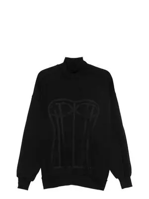 HAMZA Corset-detail Turtleneck Sweatshirt - Black