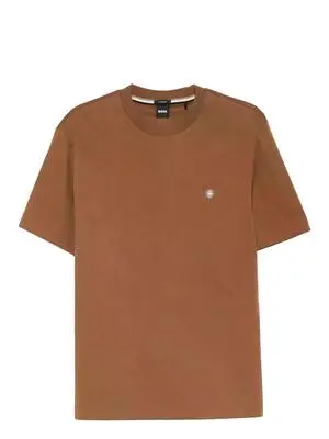 BOSS Logo-detail Cotton T-shirt - Brown