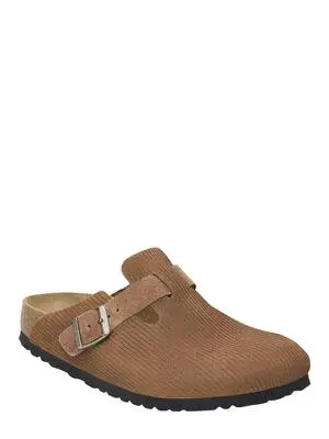 BIRKENSTOCK Boston Suede Leather Clogs Corduroy Dark Tea