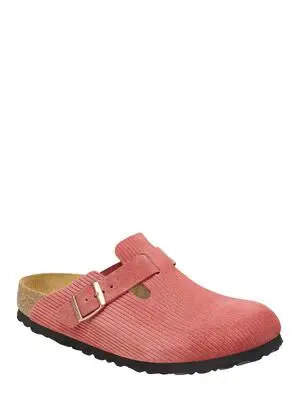 BIRKENSTOCK Boston Suede Leather Clogs Corduroy Sienna Red