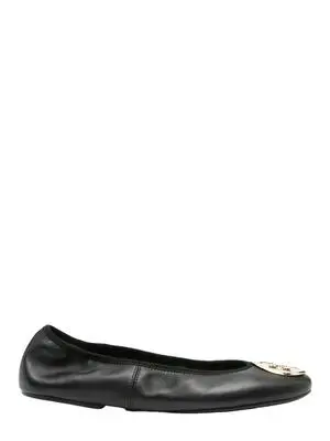 Tory Burch Reva Leather Ballet Flats - Black