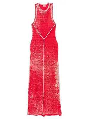 DIESEL Ribbed Sleeveless Maxi Dress - Red