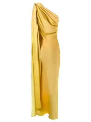 Alejandra Alonso Rojas Draped One-shoulder Midi Dress - Yellow