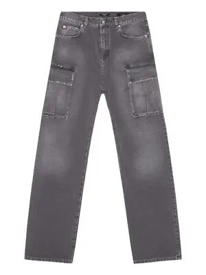 Balmain Loose Fit Cargo Denim Jeans - Gris Denim