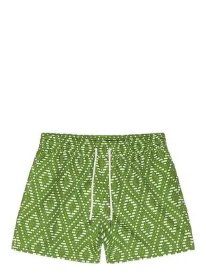 Frescobol Carioca Rio Swim Short Raffia Angra Print - Parakeet Green & Ivory