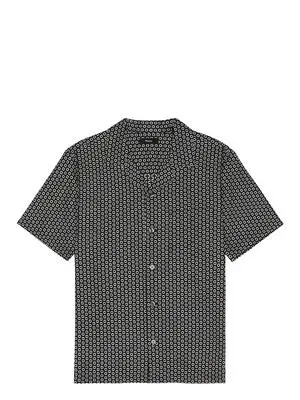 Theory Noll Camp Shirt In Black - Black & White