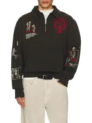 SAMUEL ZELIG Varsity 1/4 Zip Sweater - Brown