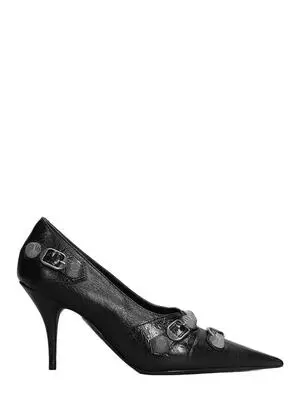 Balenciaga Cagole 90mm Cracked Pumps - Black