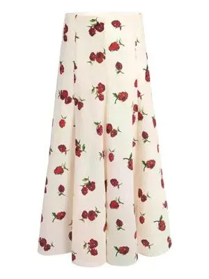 Khaite Lenno Floral-print Pleated Midi Skirt - Neutrals